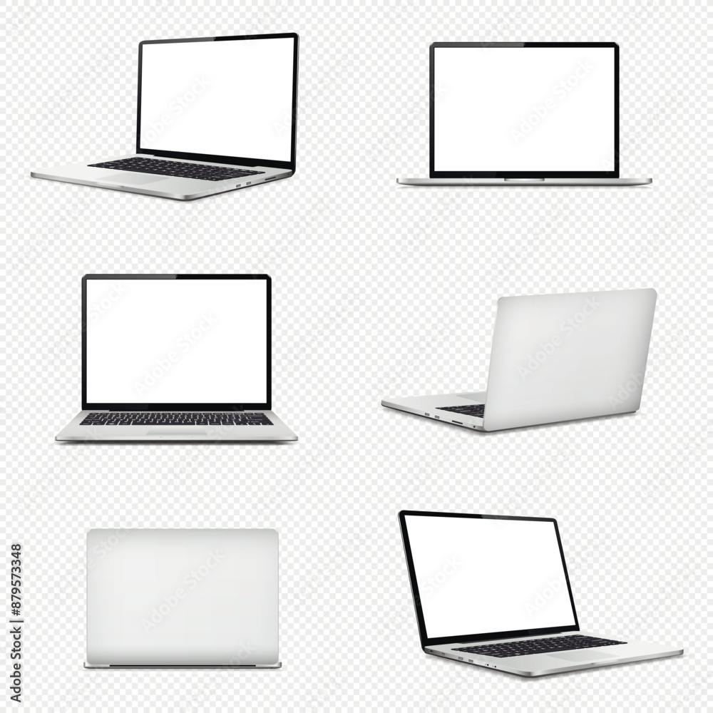 Realistic laptop mockup with blank screen isolated on transparent ...