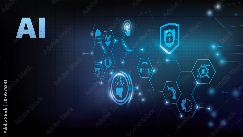 Ai technology, Artificial Intelligence. Artificial intelligence icon set. Containing machine ...