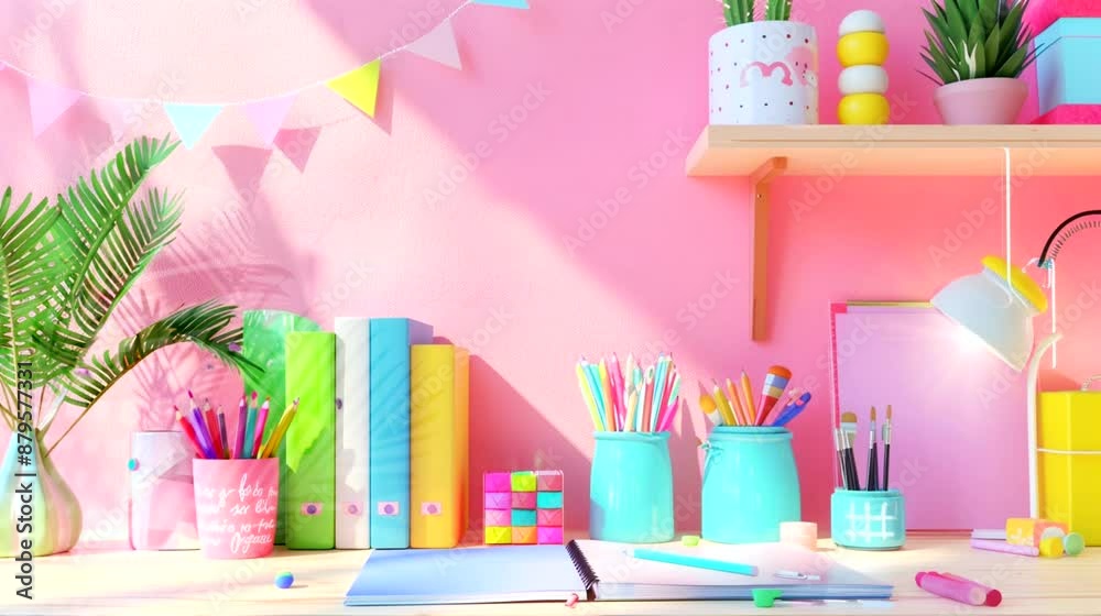 AI-generated seamless looping animation of a colorful study room, 4k ...