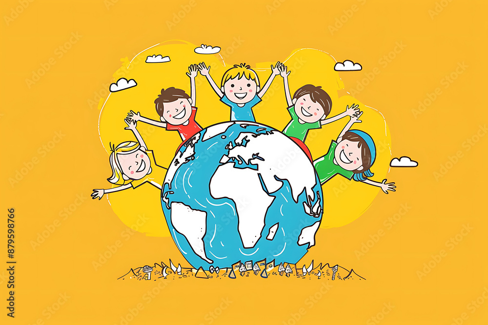 ids around the world icon vector illustration .Children around the ...