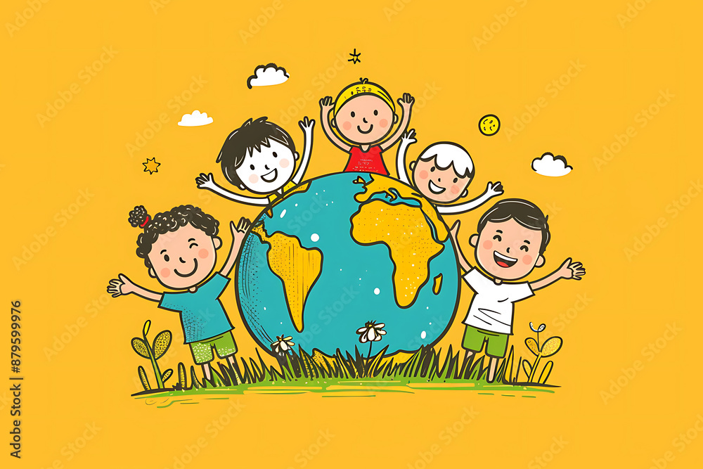ids around the world icon vector illustration .Children around the ...