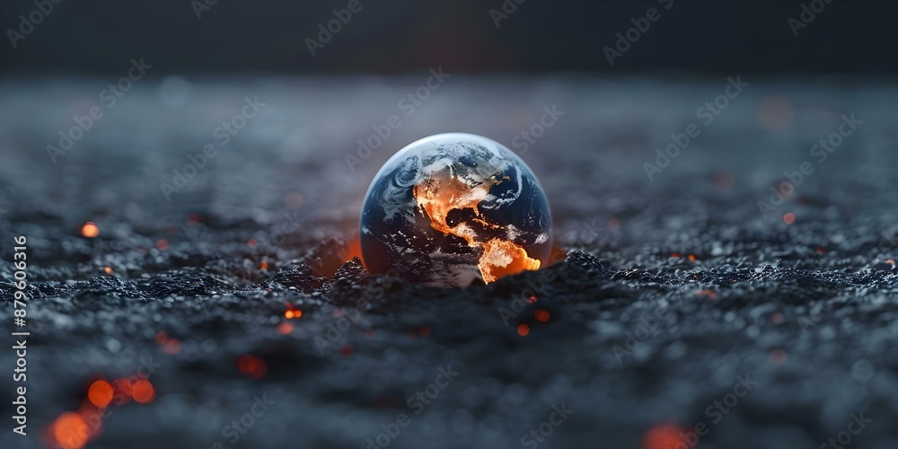 Earth consumed by the flames of ecocide. Concept Climate Crisis ...