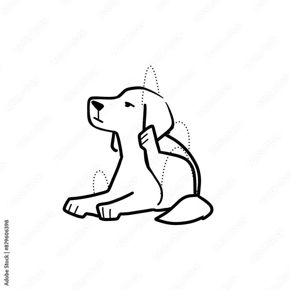 Flea infested dog, scratching fleas illustration cartoon style Drawing ...