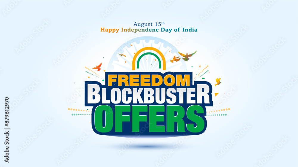 Freedom blockbuster offer 3d text logo design. Sale concept for ...