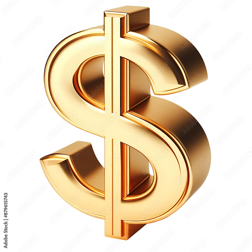 Golden 3D dollar $ sign isolated transparent background, money, icon ...