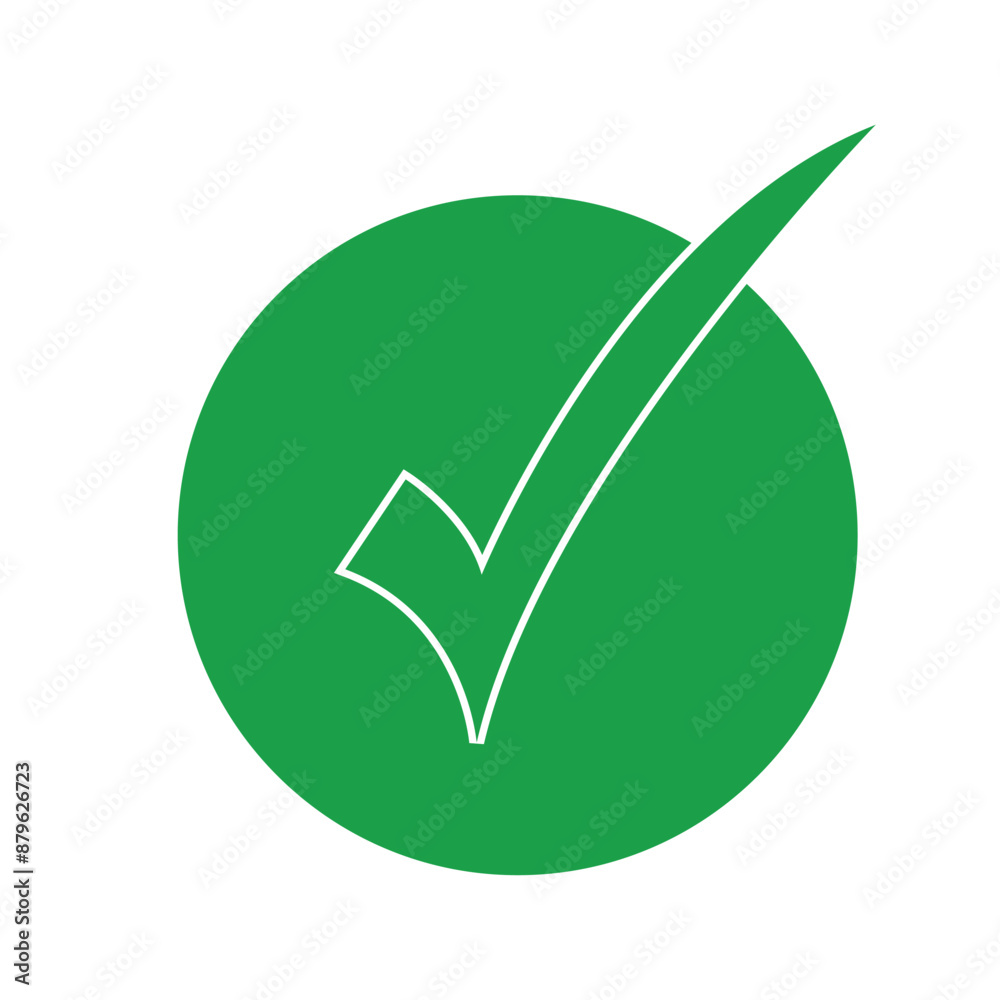 Green check mark icon on white background, green right tick mark icon ...