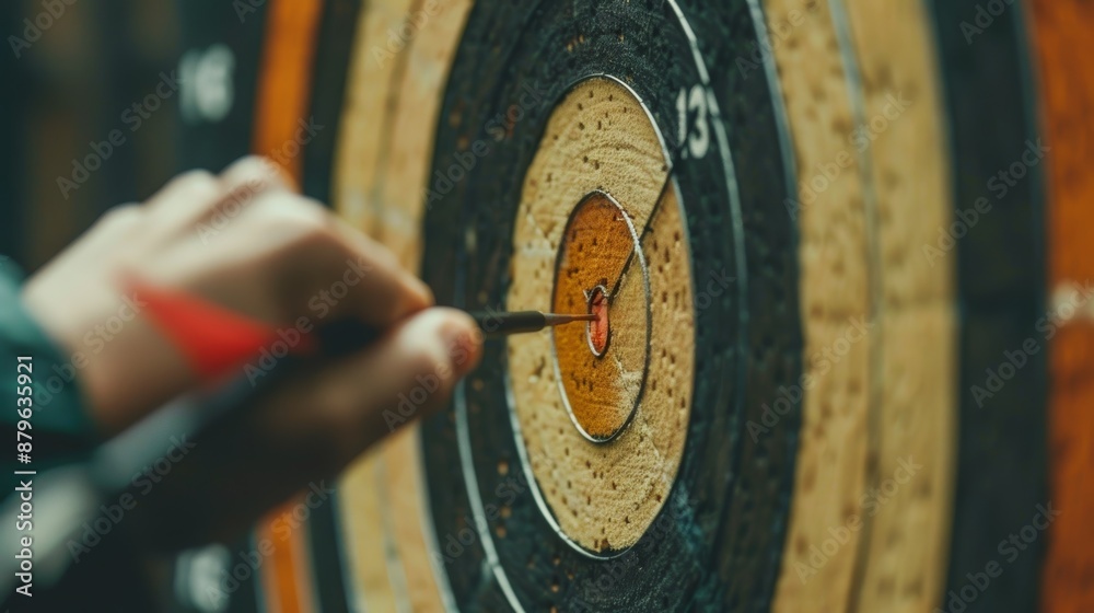 set goals for work. dart aiming at the target center business. goal ...