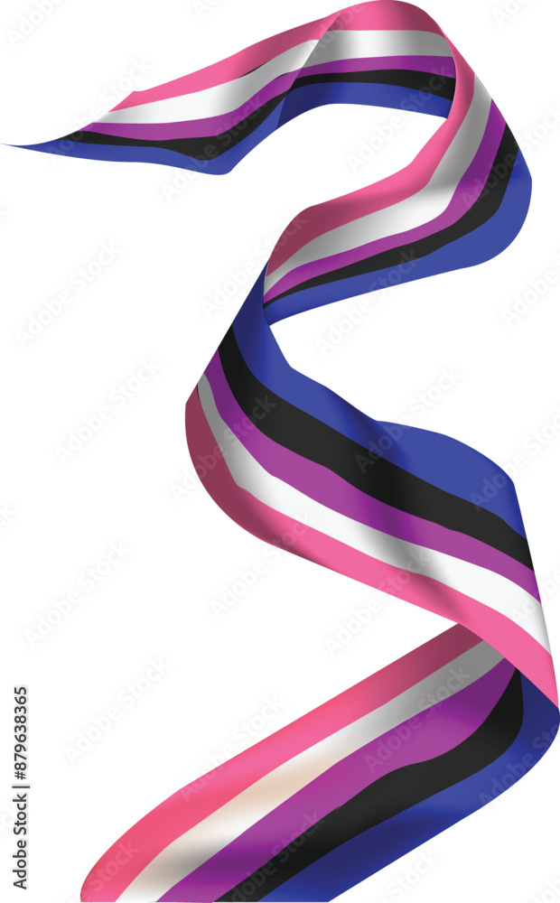 genderfluid flag ribbon swirl style isolated on white background ...