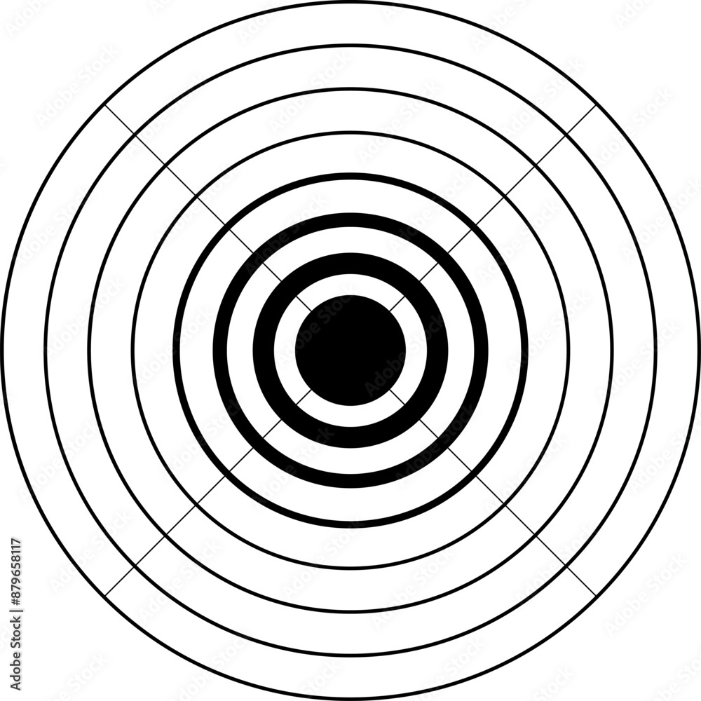 Radio station signal. Pain circle. Radar screen concentric circles ...
