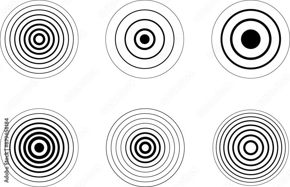 Radio station signal. Pain circle. Radar screen concentric circles ...