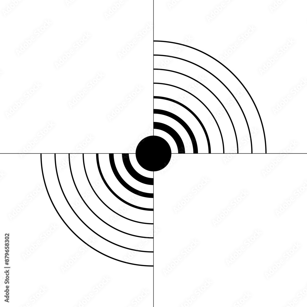 Radio station signal. Pain circle. Radar screen concentric circles ...