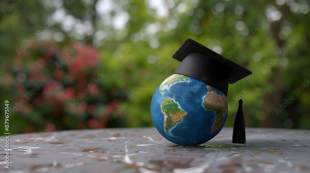 Graduation cap with Earth globe Concept of global business study abroad ...