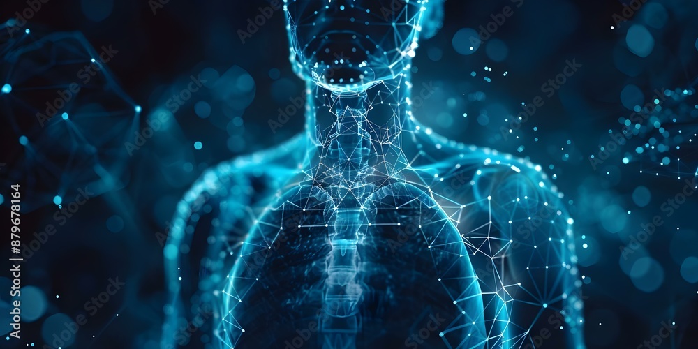 Futuristic chest Xray of healthy man with enhanced cybercore aesthetics ...