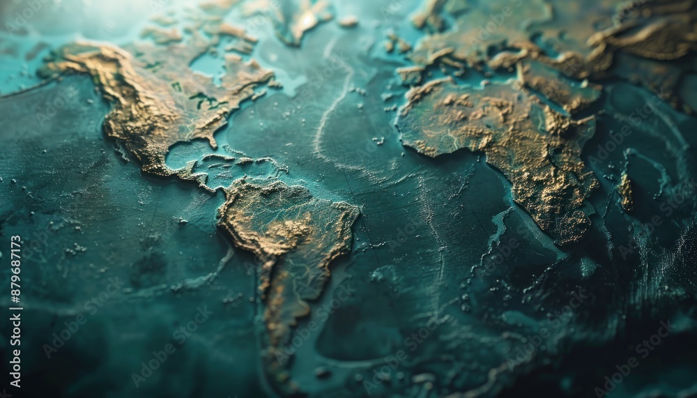 3D surface of earth planet. Map of the planet. World map with ...