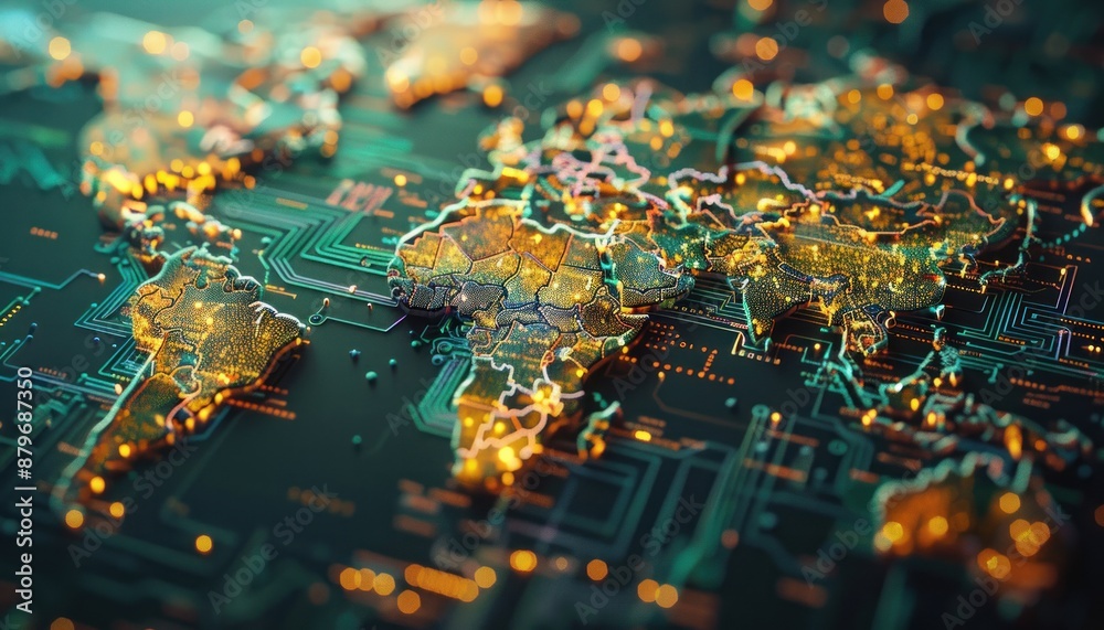 3D surface of earth planet. Map of the planet. World map with ...