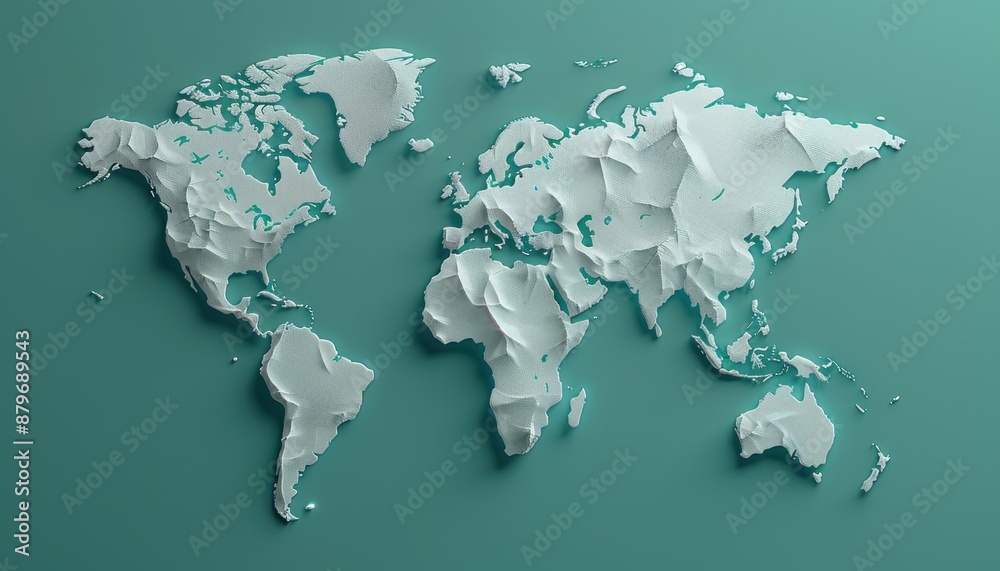 3D surface of earth planet. Map of the planet. World map with ...