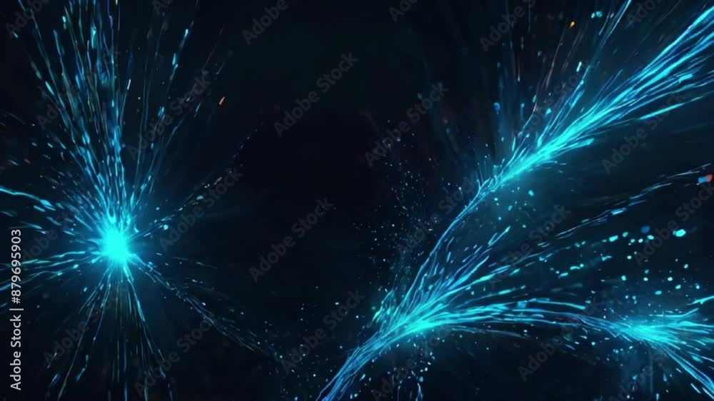 Visualize a network of glowing blue waves expanding and contracting ...