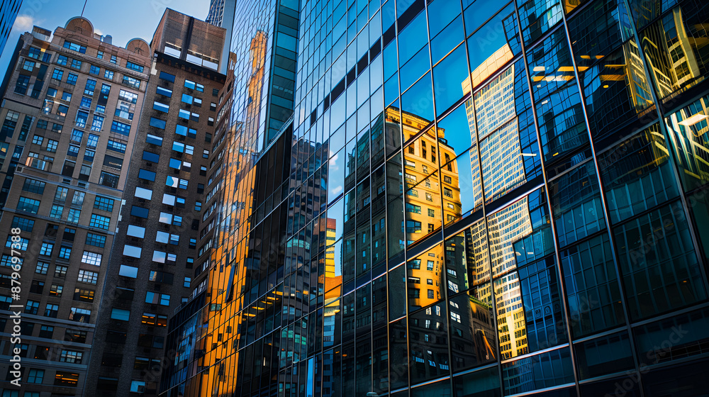 Modern city building exterior facade of office center or business house ...