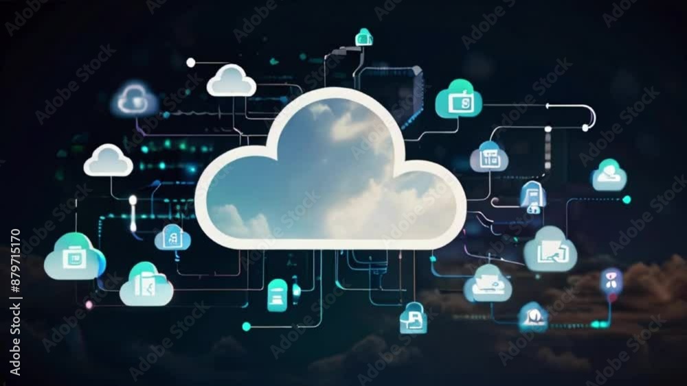 cloud icons integrating with collaboration tools, enabling real-time ...