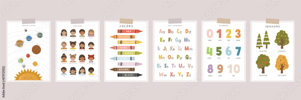 Set of Educational Posters, Kids Wall Decor, Kindergarten Decor ...