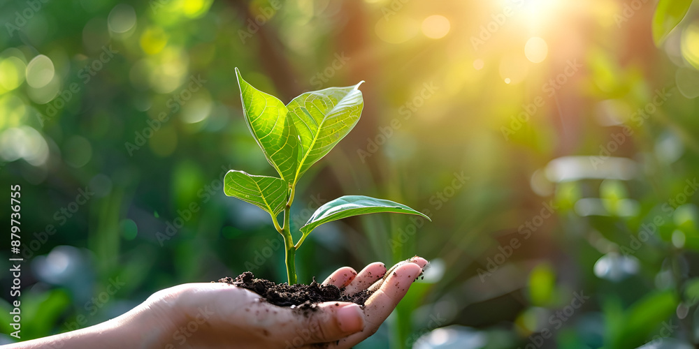 Nurturing Nature - Hand Holding Seedling with Sunlight in Background ...