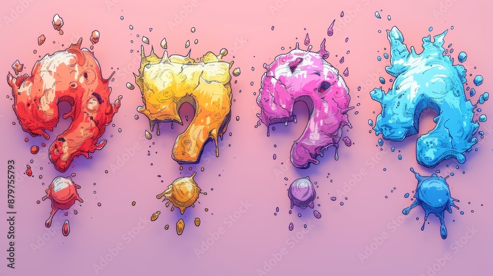 Punctuation icons - exclamation mark, question mark, lightning bolt ...