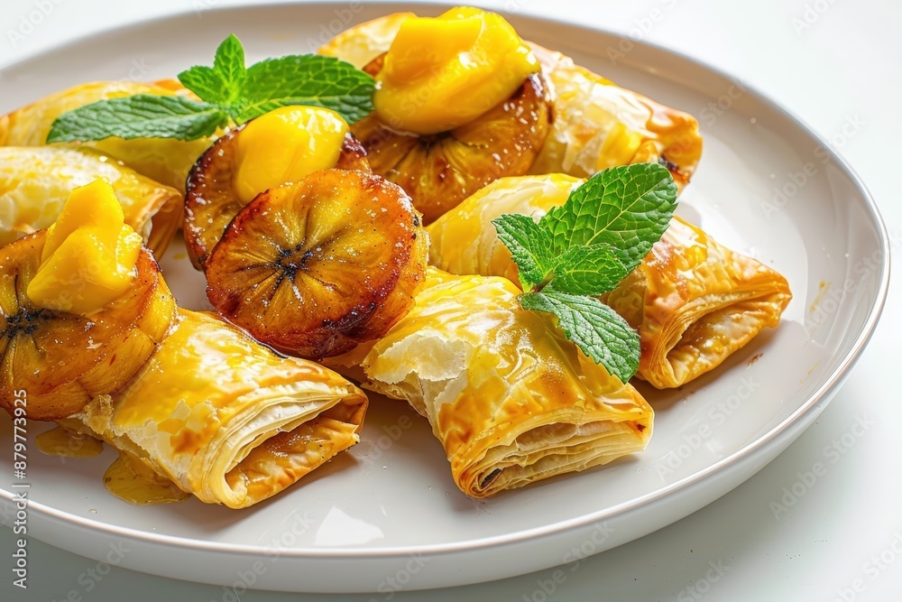 Caribbean-inspired Macho plantain puff pastry with rum-infused mango ...