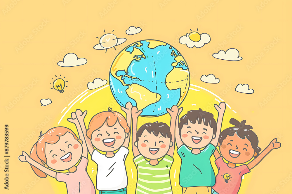 ids around the world icon vector illustration .Children around the ... ids around the world icon vector illustration .Children around the ...