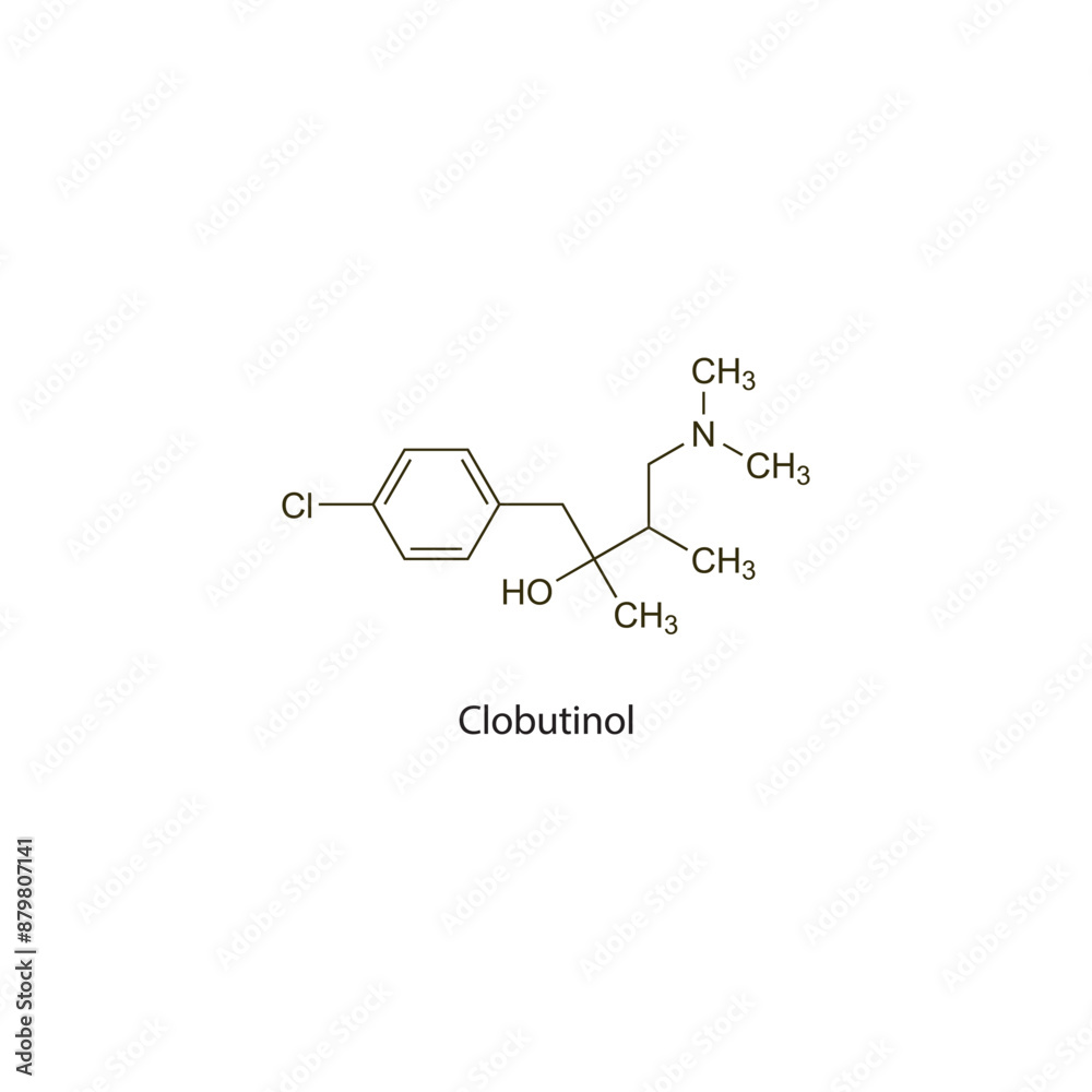 Clobutinol flat skeletal molecular structure Antitussive drug used in ...