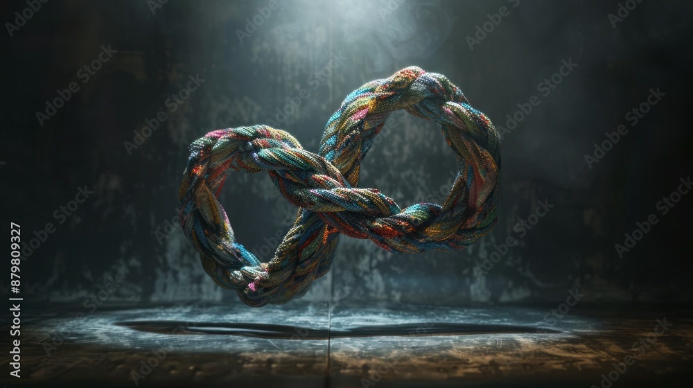 Colorful rope infinity symbol. An infinity symbol formed by a colorful ...