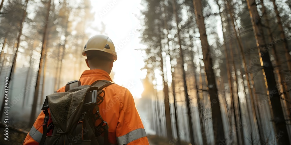 Building a barrier in a forest to prevent wildfires and safeguard ...
