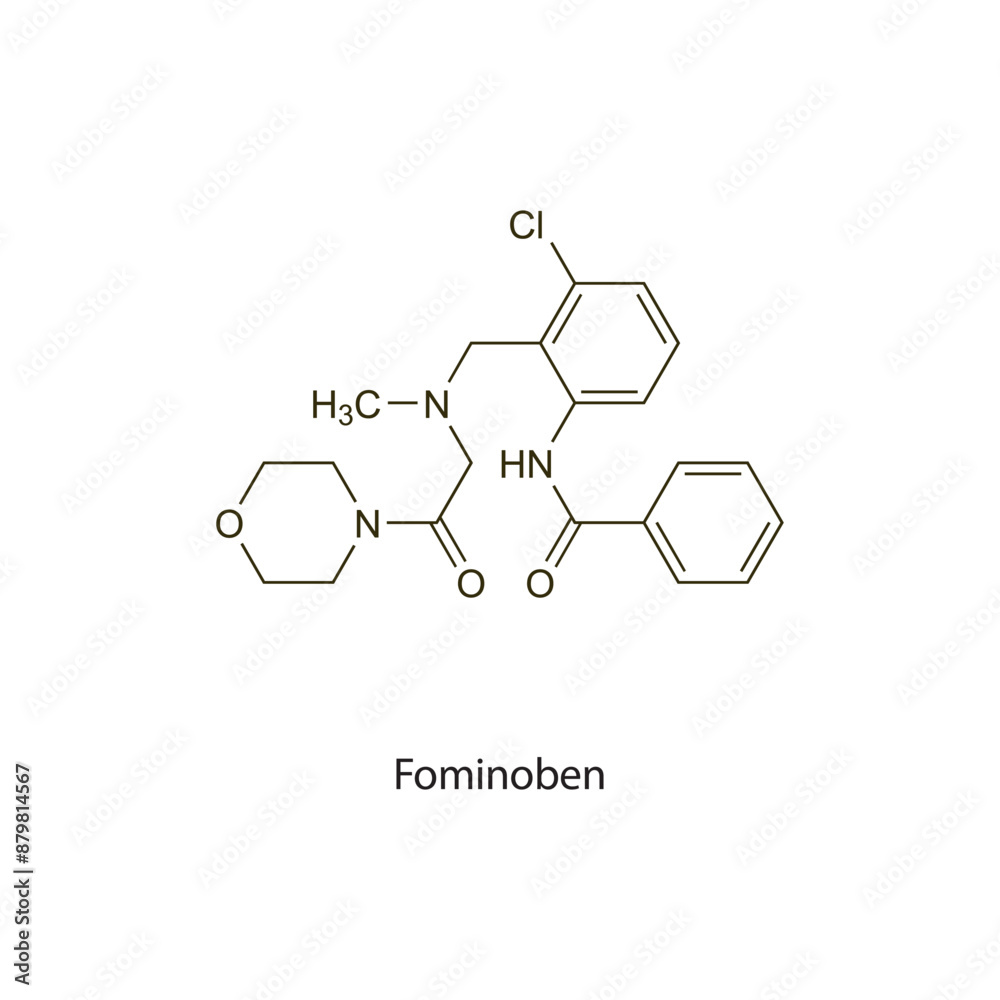 Fominoben flat skeletal molecular structure Antitussive drug used in ...