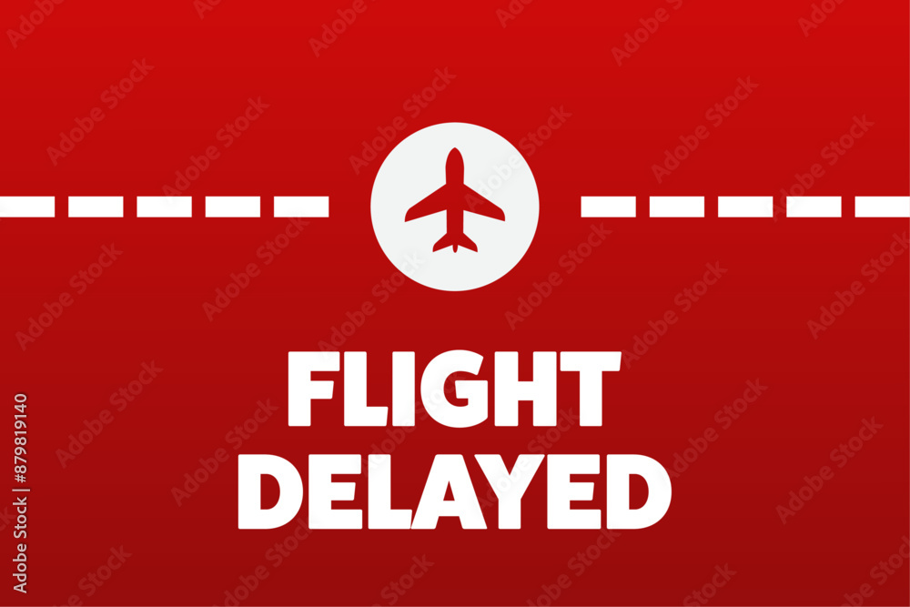 Flight delayed message. Modern gradient background with airplane icon ...