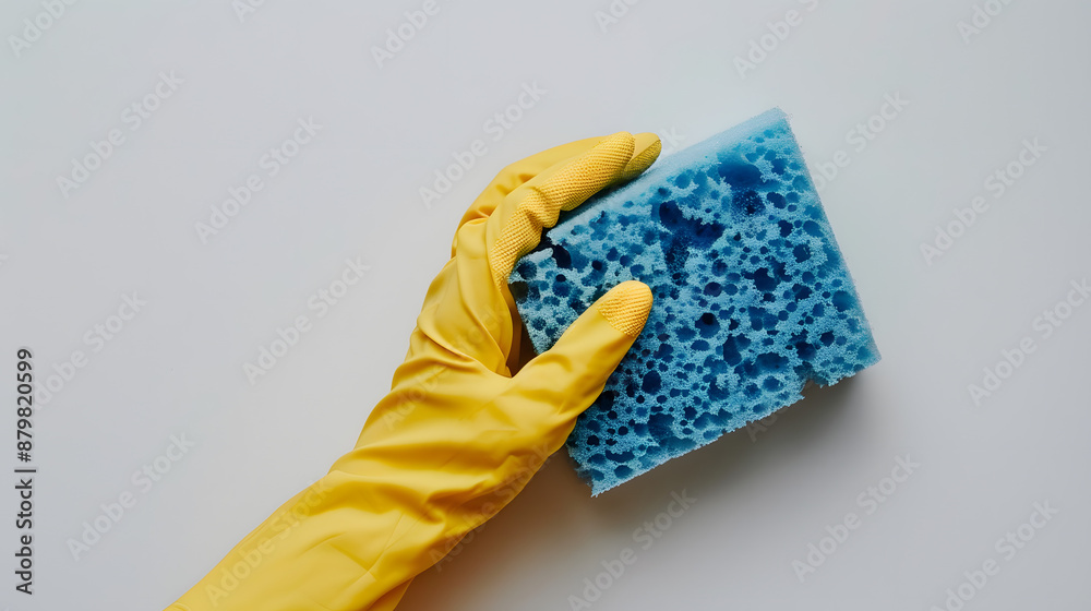 Hygiene in action with ease: A gloved hand effortlessly cleans a sudsy ...