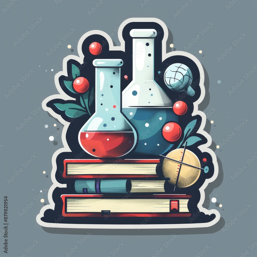 simple flat, minimalistic illustration of a science and research logo ...