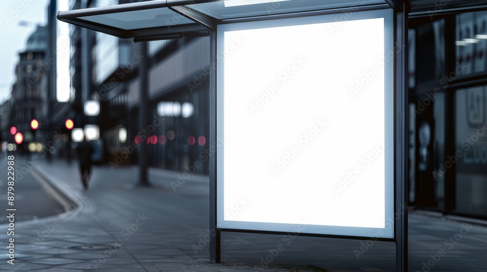 Bus shelter at busstop blank white lightbox empty billboard and ad ...