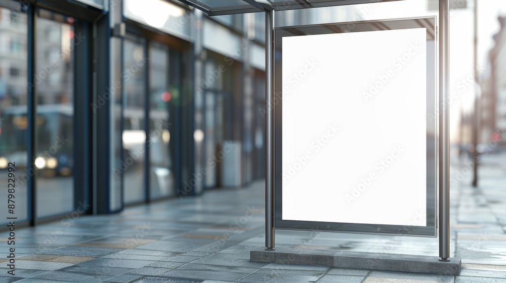 Bus shelter at busstop blank white lightbox empty billboard and ad ...
