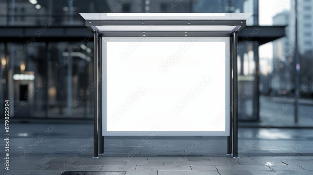 Bus shelter at busstop blank white lightbox empty billboard and ad ...