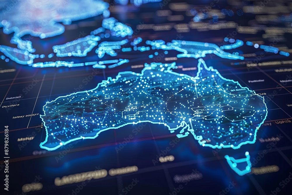 Digital map of Australia network and connectivity created with ...