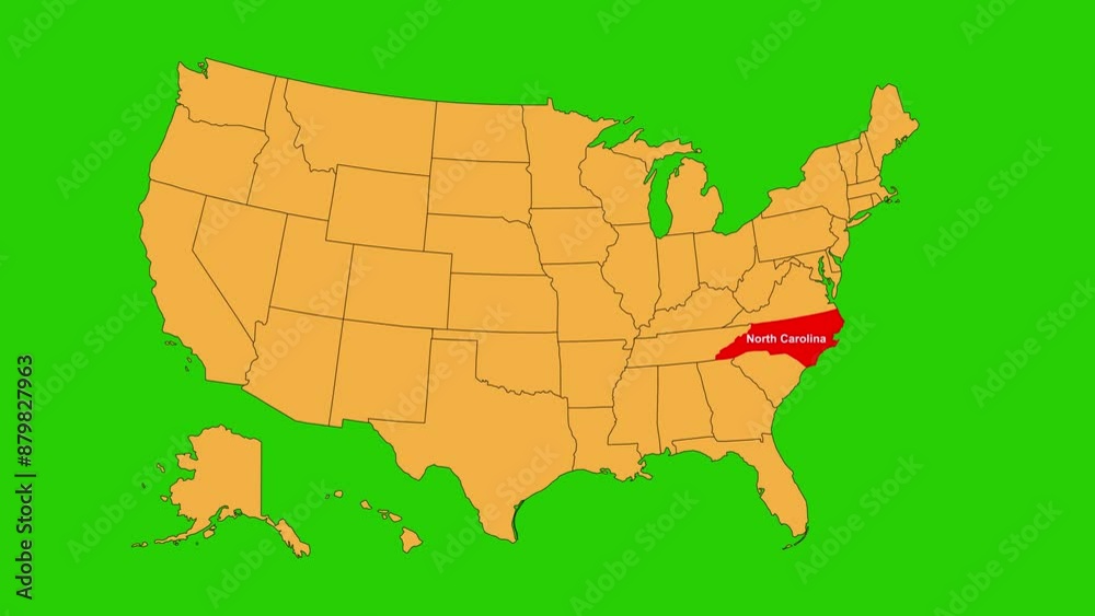 North Carolina map animated video. Map Highlighted on the USA map with ...
