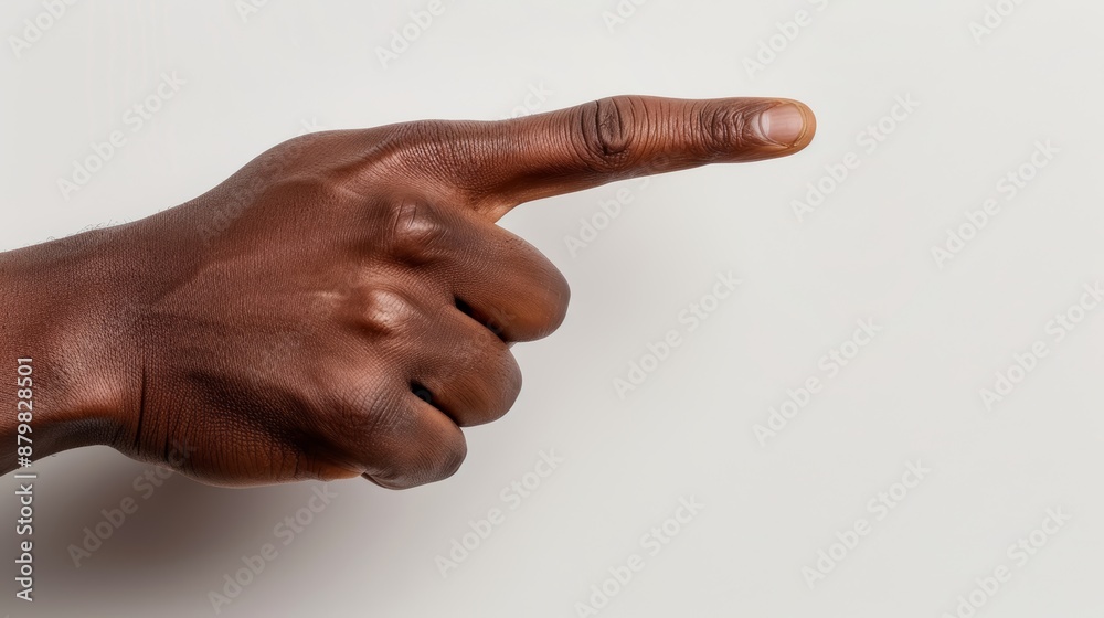 Detailed black-skinned male hand pointing index finger, realistic photo ...