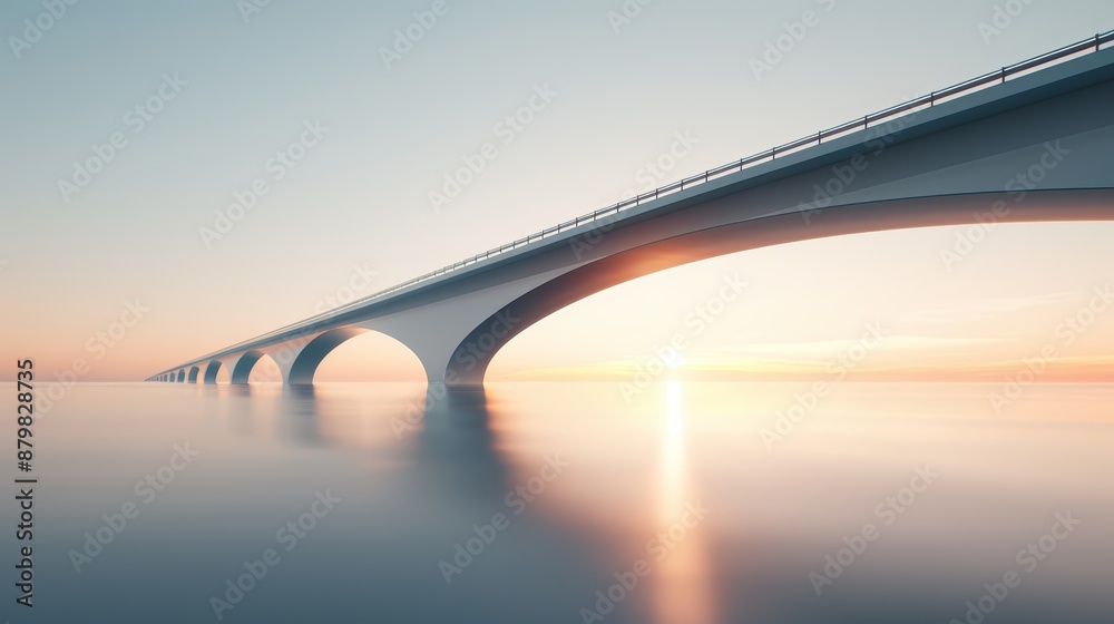 Elevated highway crossing over a river, innovative bridge design ...