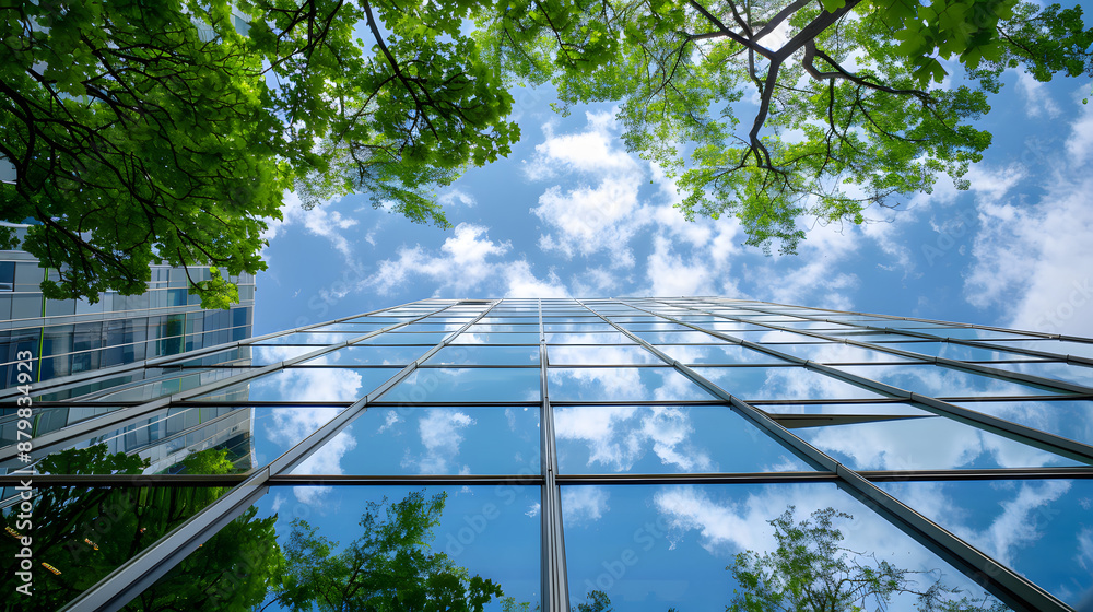 Green building concept depicted in sustainable architecture exterior ...