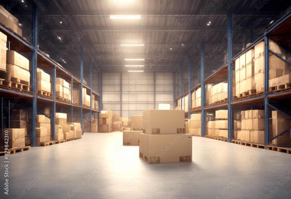 space exterior render empty industrial warehouse use building center lf ...