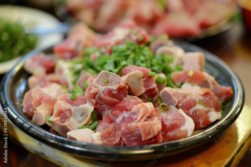 Raw pork leg and feet commonly used in Chinese stew have ligaments and ...