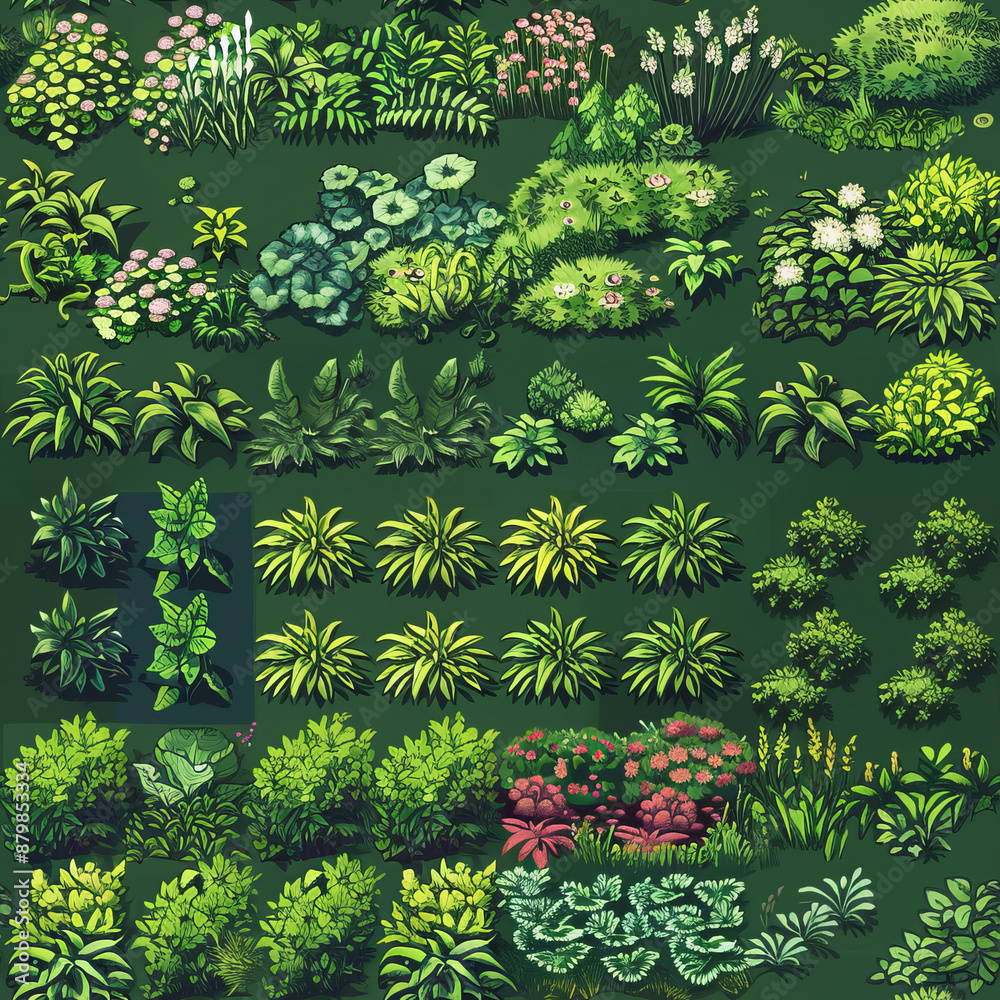16-bit pixel art, grass tileset, sprite, sprite sheet.generative ai ...