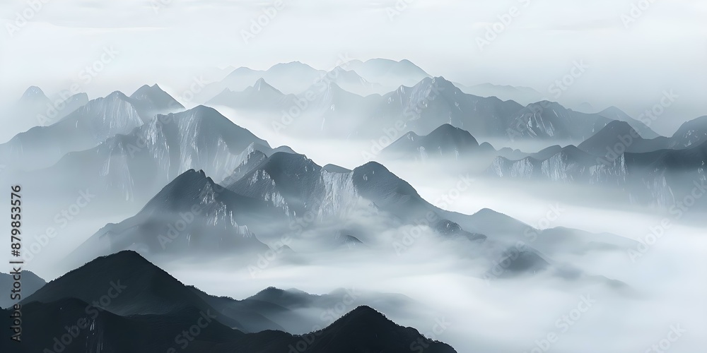 Explore the beauty of traditional Chinese ink landscape art depicting ...