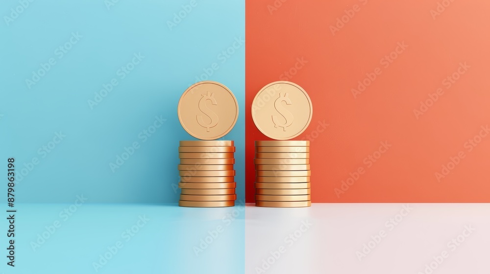 Investment funds flat design side view, finance theme, water color ...