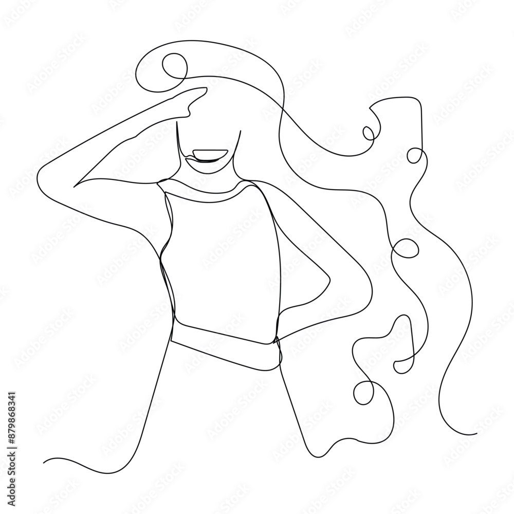 Sketch lifestyle concept minimal girl woman dance aerobics drawing line ...