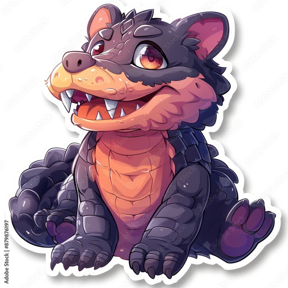 sticker of an adorable chibi alligator, simple flat illustration, cute ...